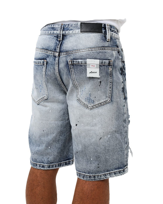 Amicci Sanko Purple Shorts - Premium Slim Fit Ripped Distressed Denim Jeans